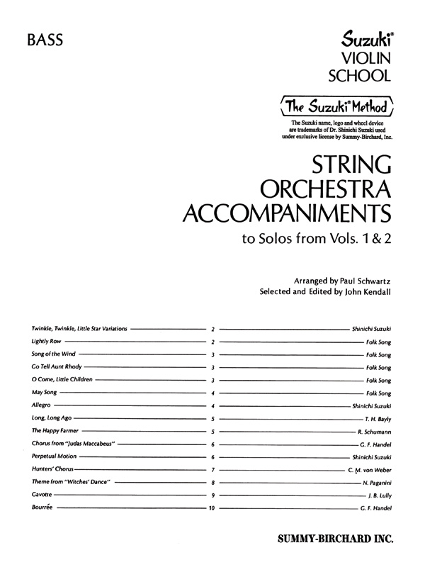 String Orchestra Accompaniments to Solos from Volumes 1 & 2: Bass Book ...