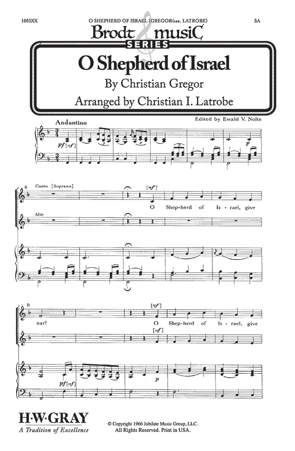 O Shepherd of Israel: 2-Part Choral Octavo: Christian Gregor | Sheet Music