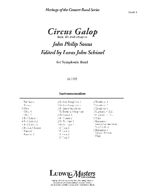 Circus Galop: Concert Band, Ensemble Works Conductor Score: John Philip ...