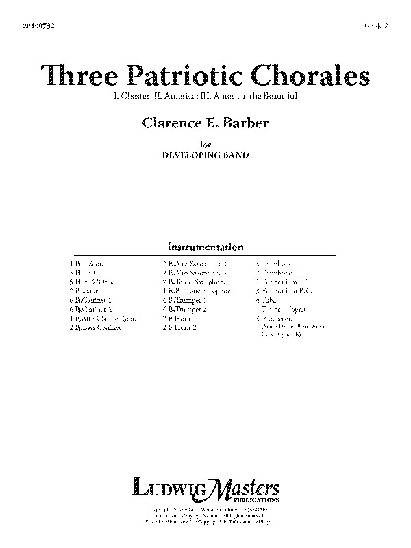 Three Patriotic Chorales: Concert Band Conductor Score: Clarence E ...