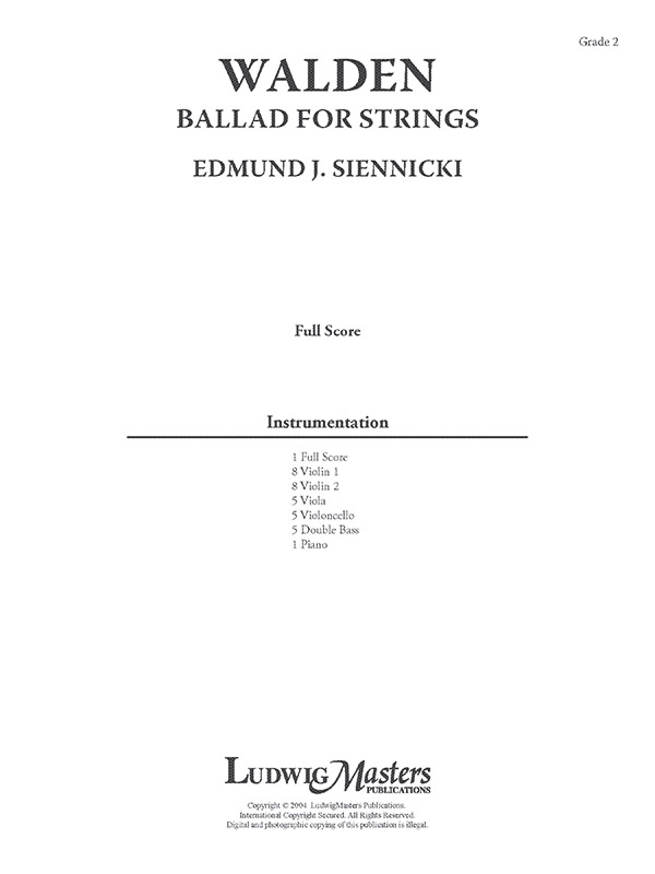 Walden: Ballad for Strings: String Orchestra Conductor Score: Edmund J ...