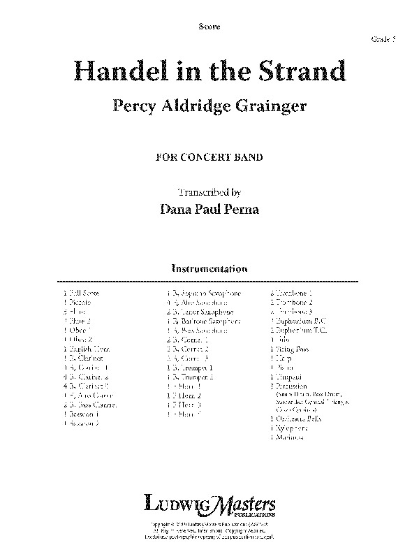 Handel In The Strand for Band: Concert Band Conductor Score: Percy ...