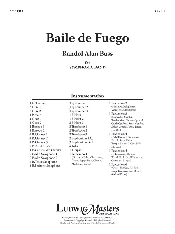 Baile de Fuego: Concert Band Score: Randol Alan Bass | Sheet Music