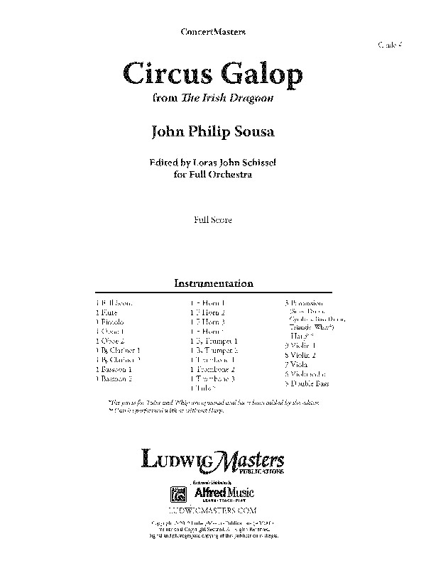 Circus Galop: Full Orchestra Conductor Score: John Philip Sousa | Sheet ...