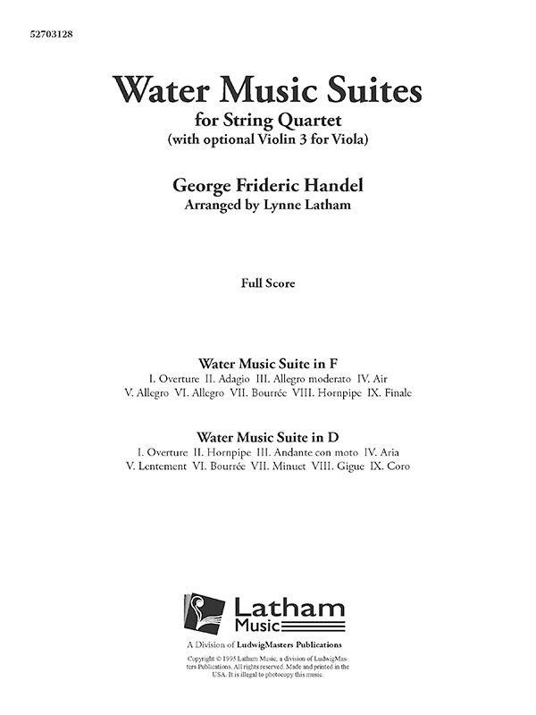 Water Music Suites for String Quartet: Conductor Score: George Frideric ...