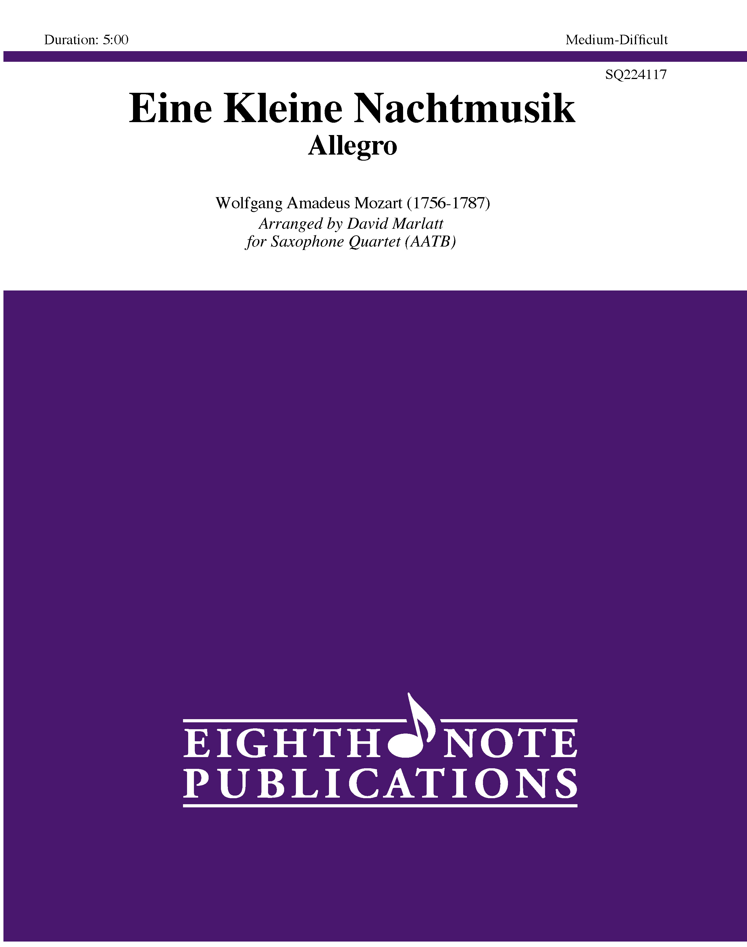 Eine Kleine Nachtmusik - Allegro: Saxophone Quartet, Conductor Score ...