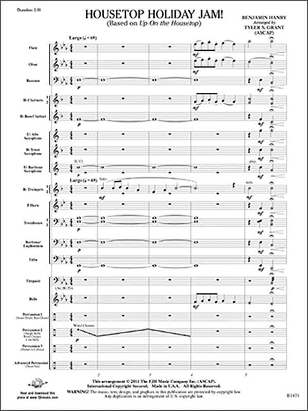Housetop Holiday Jam!: Concert Band Conductor Score & Parts | Sheet Music