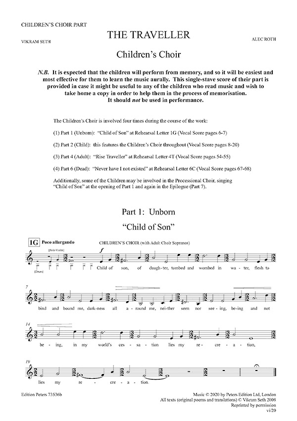 The Traveller: Choral Score: Alec Roth | Sheet Music