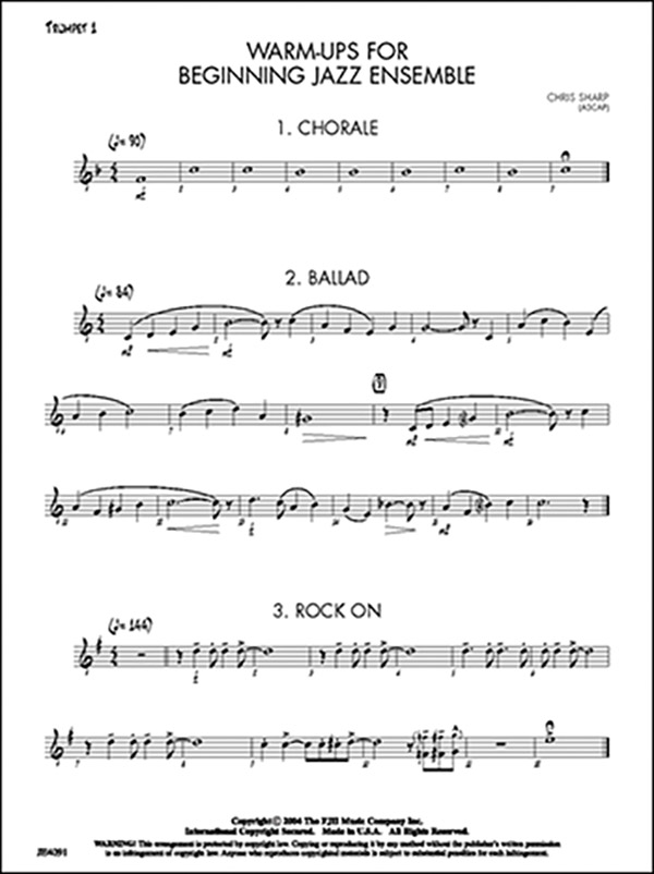 Warm-ups for Beginning Jazz Ensemble: Jazz Ensemble Conductor Score ...